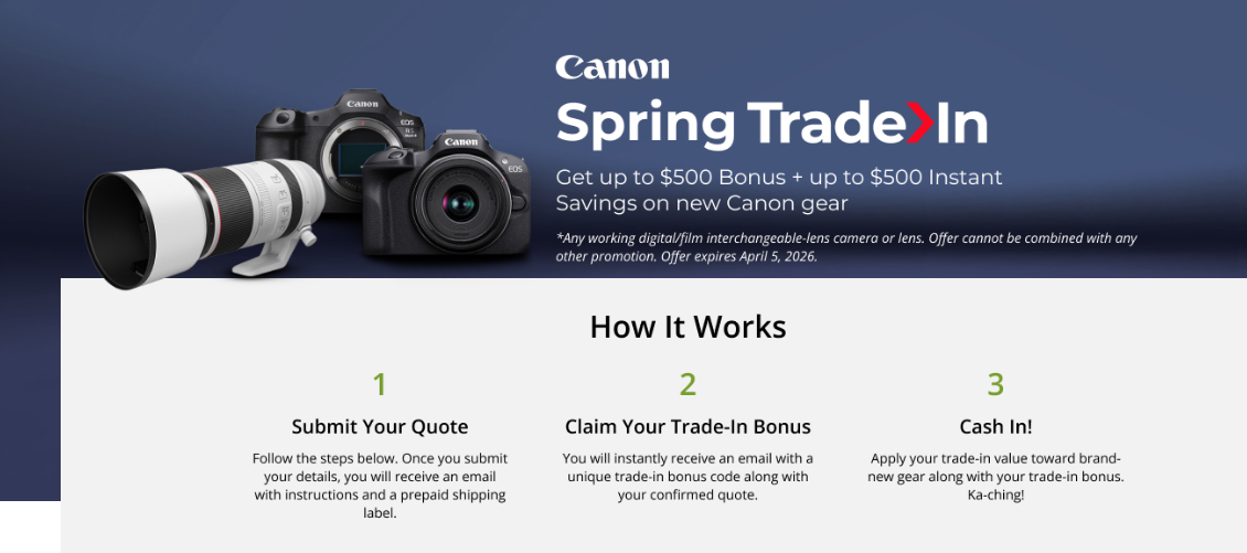 ICYMI: Canon Spring Trade-In Deals! Tag name Category...